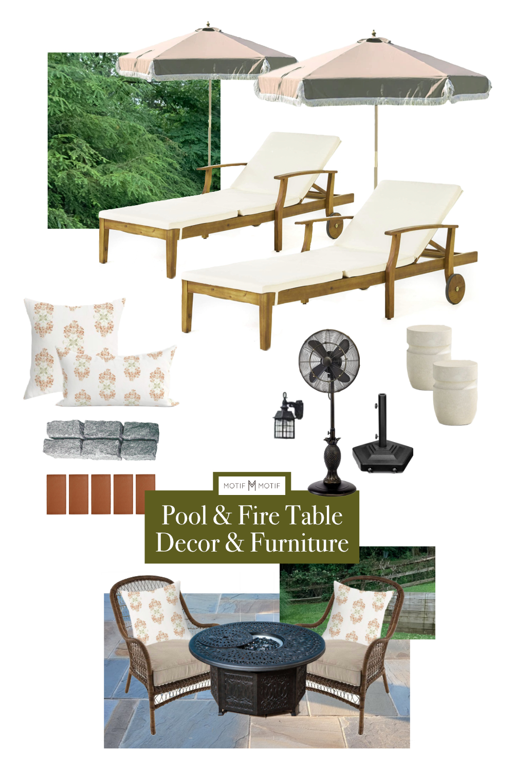 The Pool Furniture & Decor Moodboard -and a new fabric! | Motif Motif